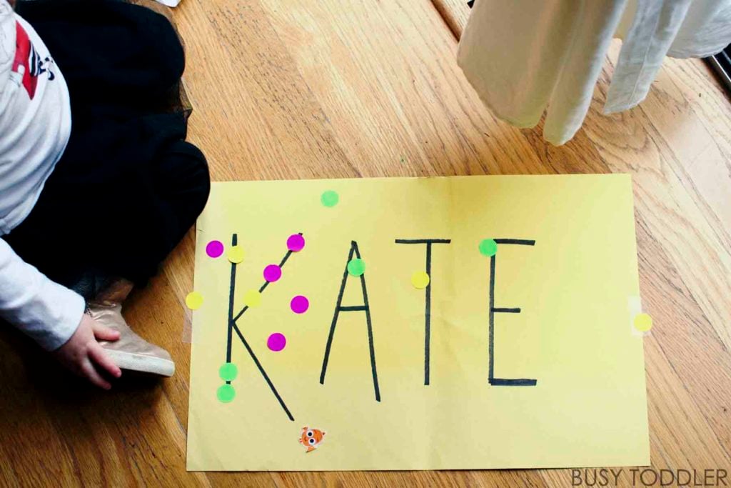 Sticker Names Toddler Activity - Busy Toddler