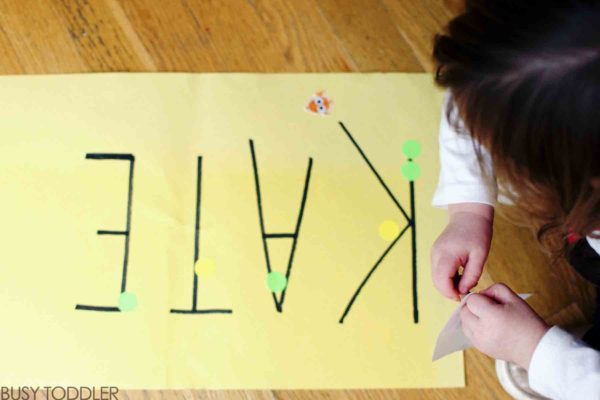 Sticker Names Toddler Activity - Busy Toddler