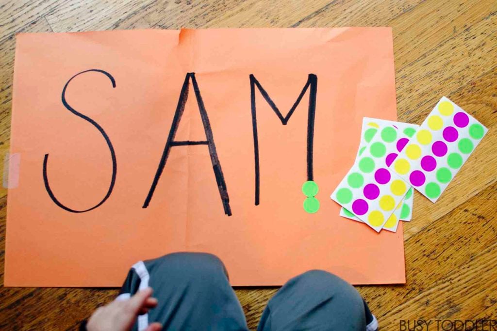Sticker Names Toddler Activity - Busy Toddler