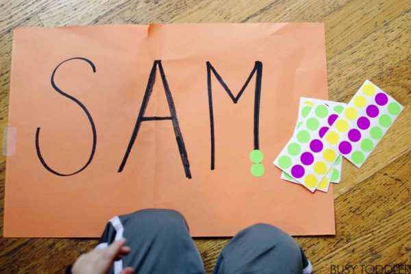 Sticker Names Toddler Activity - Busy Toddler