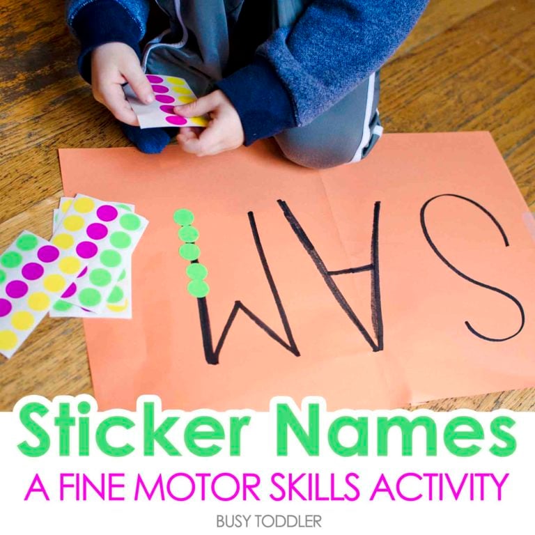 Sticker Names Toddler Activity - Busy Toddler