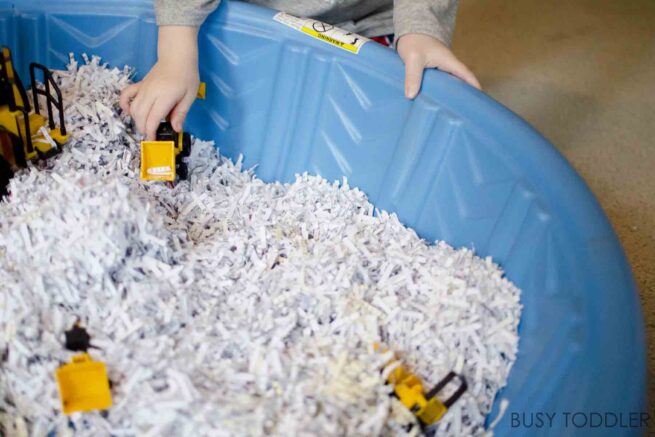 Construction Site Sensory Bin - Busy Toddler