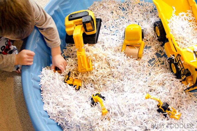 Construction Site Sensory Bin - Busy Toddler