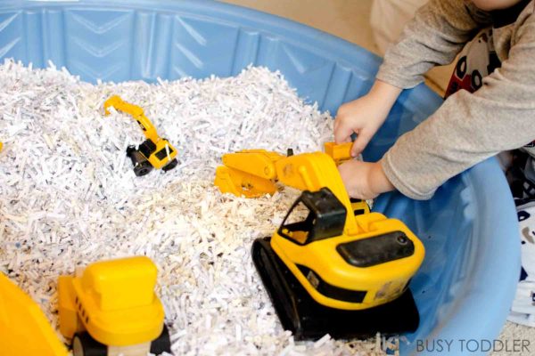 Construction Site Sensory Bin - Busy Toddler