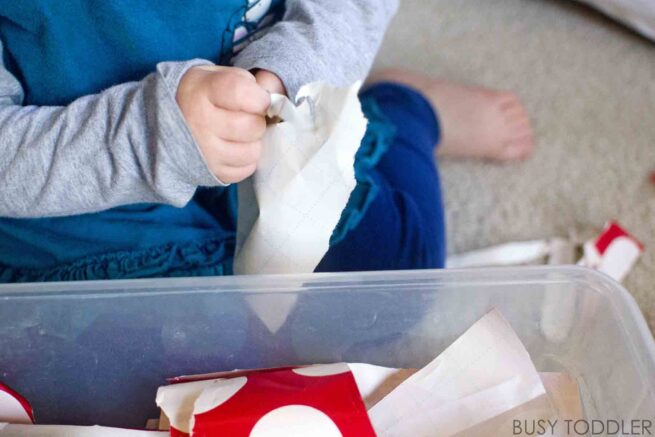 Ripping Paper Bin - Busy Toddler
