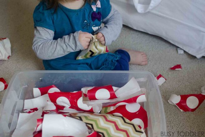 Ripping Paper Bin - Busy Toddler