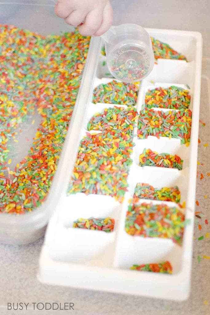 Rice Scoop and Transfer - Busy Toddler