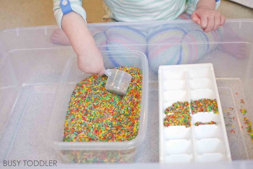Rice Scoop and Transfer - Busy Toddler