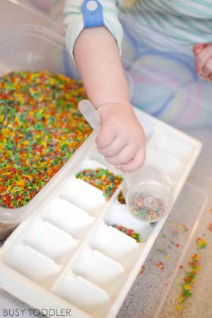 Rice Scoop and Transfer - Busy Toddler