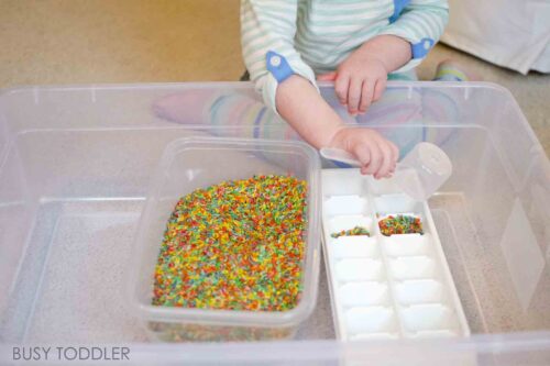 Rice Scoop and Transfer - Busy Toddler
