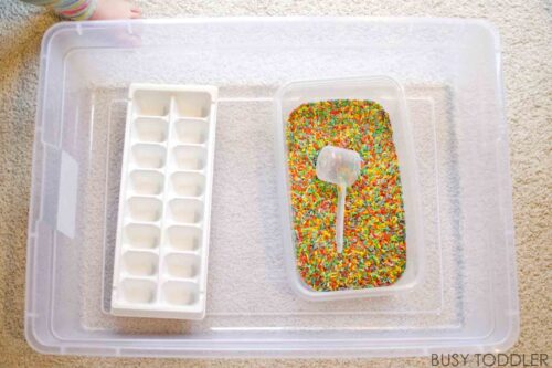 Rice Scoop and Transfer - Busy Toddler