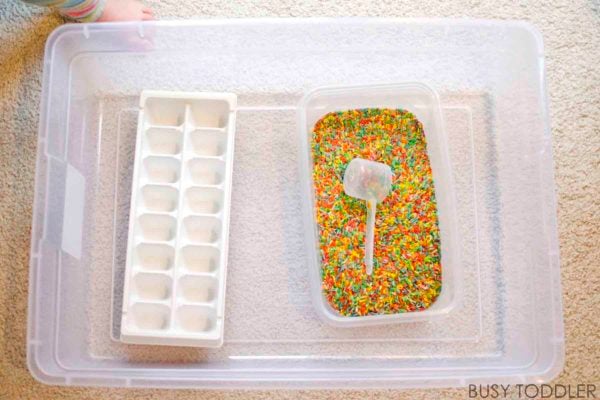 Rice Scoop and Transfer - Busy Toddler