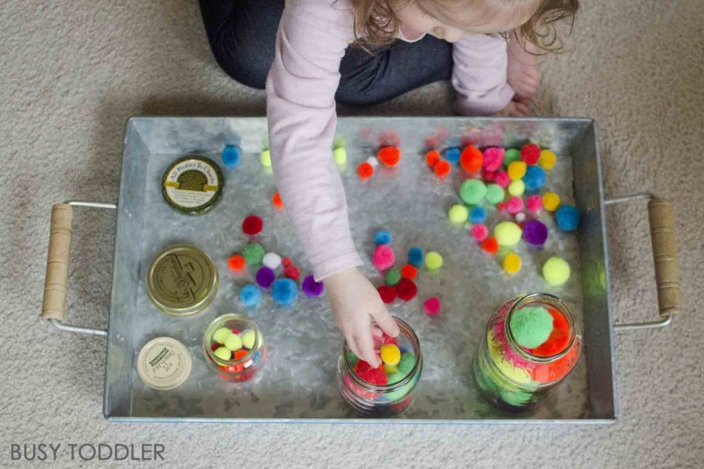 Pom Pom Sorting Jars - Busy Toddler