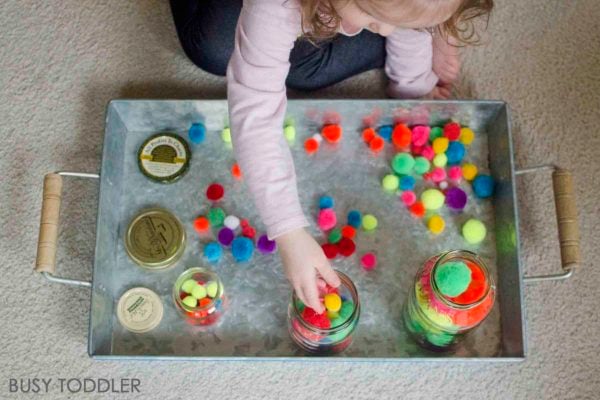 Pom Pom Sorting Jars - Busy Toddler