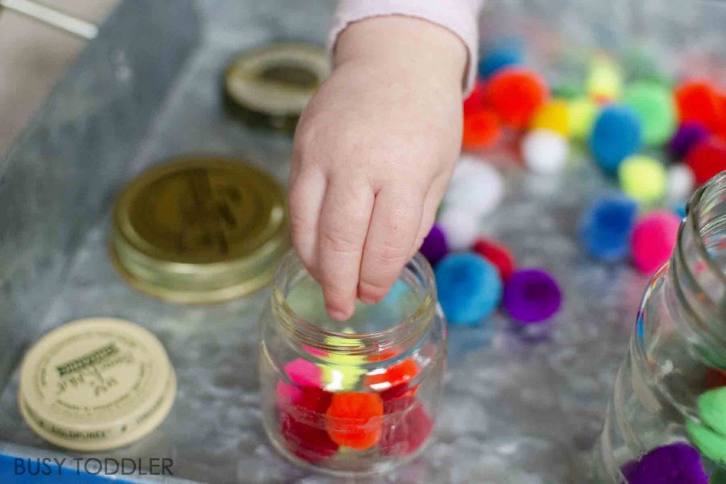 Pom Pom Sorting Jars - Busy Toddler