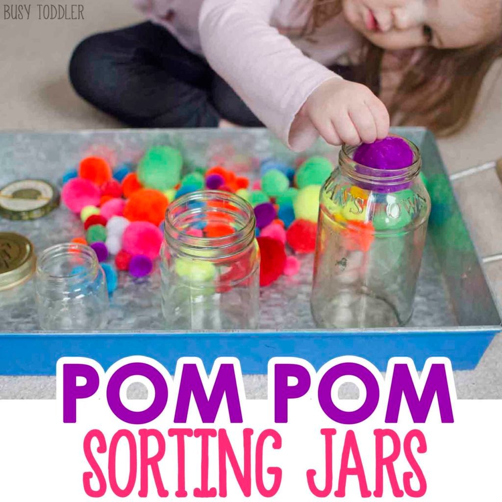 Pom Pom Color Sorting Toddler Activity - Busy Toddler