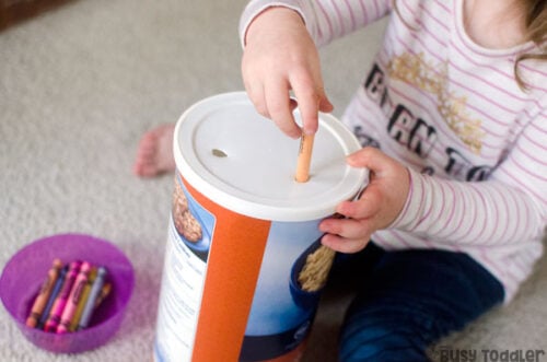 Crayon Push Activity - Busy Toddler