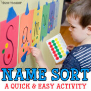 Sticker Name Recognition Activity - Busy Toddler