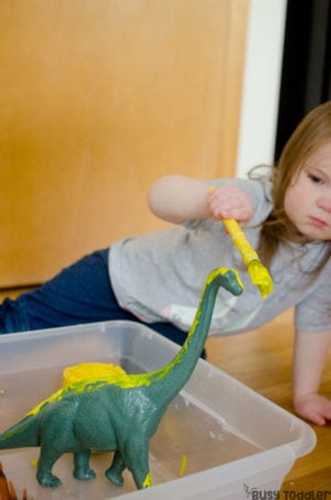 Painting Dinosaurs Process Art - Busy Toddler