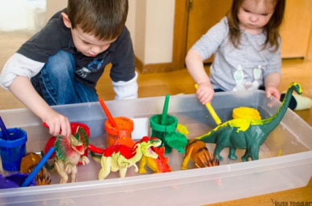 Painting Dinosaurs Process Art - Busy Toddler