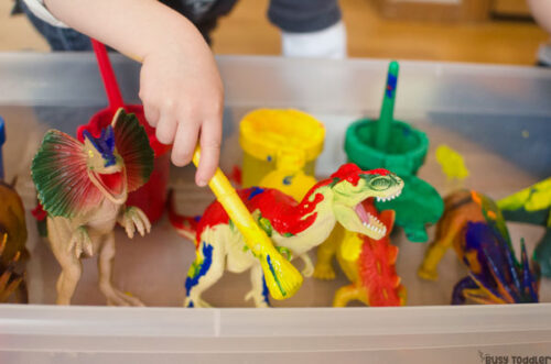 Painting Dinosaurs Process Art - Busy Toddler