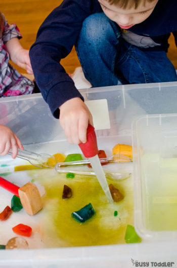 Rainbow Ice: a toddler science activity - Busy Toddler