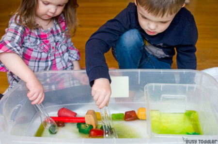 Rainbow Ice: a toddler science activity - Busy Toddler