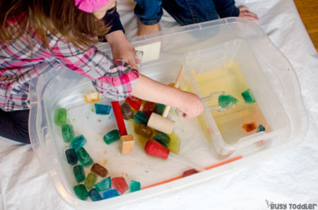 Rainbow Ice: a toddler science activity - Busy Toddler