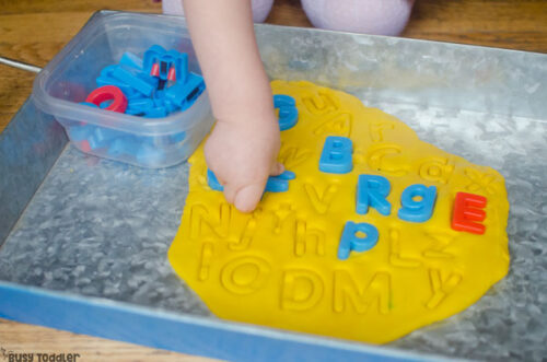 Alphabet Play Dough Puzzle - Busy Toddler
