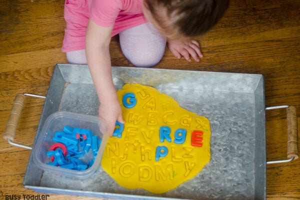Alphabet Play Dough Puzzle - Busy Toddler