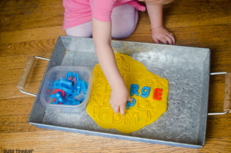 Alphabet Play Dough Puzzle - Busy Toddler