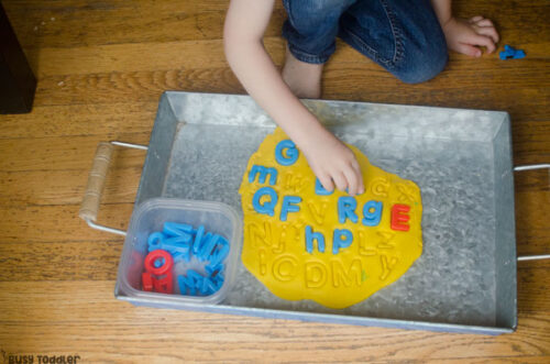 Alphabet Play Dough Puzzle - Busy Toddler