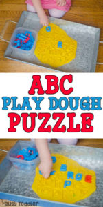 Alphabet Play Dough Puzzle - Busy Toddler