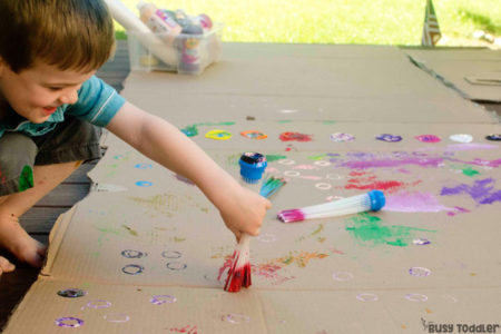 Upcycled Process Art with Balloon Adapters - Busy Toddler