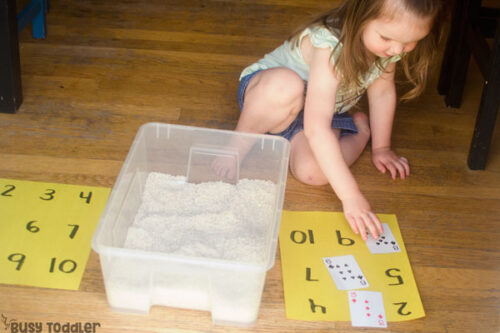 Number Hunt Math Sensory Bin - Busy Toddler