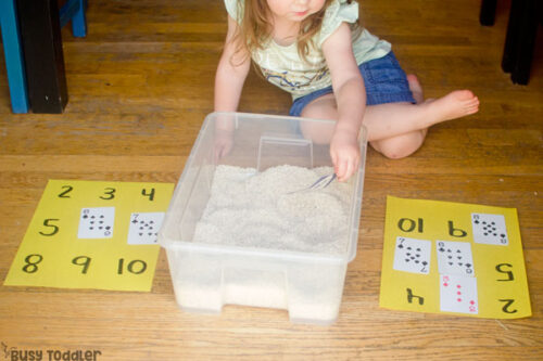 Number Hunt Math Sensory Bin - Busy Toddler