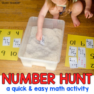 Number Hunt Math Sensory Bin - Busy Toddler