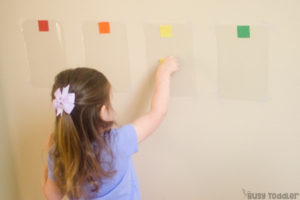 Easy Sorting Activity: Sticky Color Sort - Busy Toddler