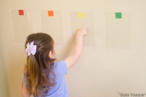 Easy Sorting Activity: Sticky Color Sort - Busy Toddler