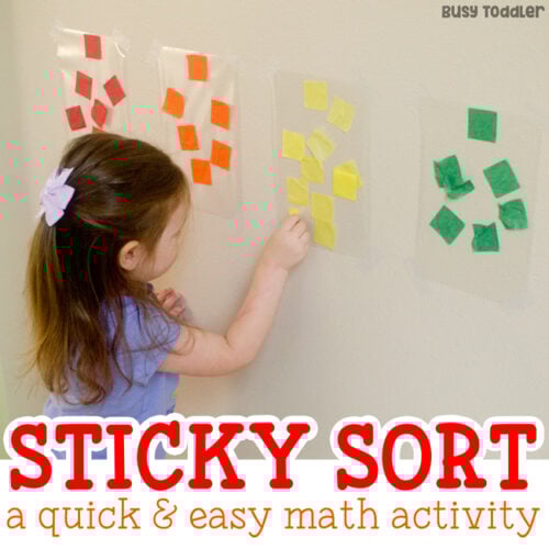 Easy Sorting Activity: Sticky Color Sort - Busy Toddler