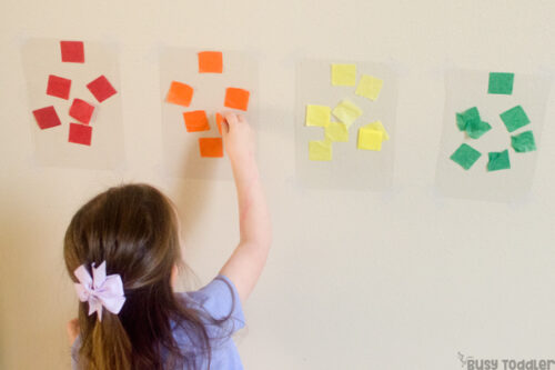 Easy Sorting Activity: Sticky Color Sort - Busy Toddler