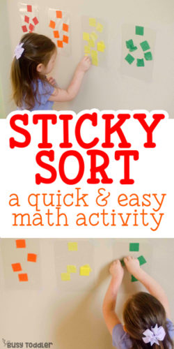 Easy Sorting Activity: Sticky Color Sort - Busy Toddler