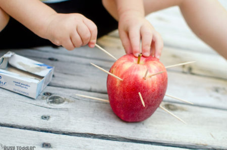 Apple Poke Fine Motor Activity - Busy Toddler