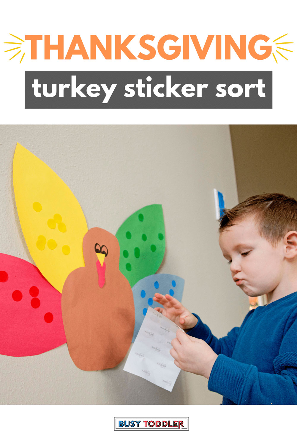 Turkey Sticker Sort - Busy Toddler