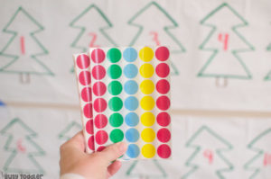 Sticker Trees Christmas Counting Activity - Busy Toddler