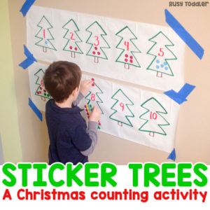 Sticker Trees Christmas Counting Activity - Busy Toddler