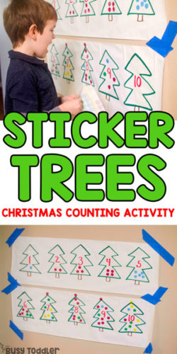 Sticker Trees Christmas Counting Activity - Busy Toddler