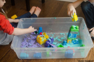 Easy Sensory Activity: Blocks and Gak - Busy Toddler