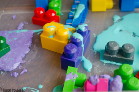 Easy Sensory Activity: Blocks and Gak - Busy Toddler