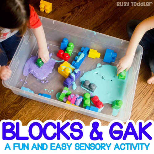Easy Sensory Activity: Blocks and Gak - Busy Toddler